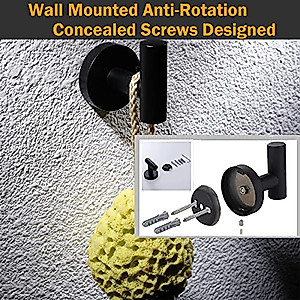 2 Pack Bathroom Wall Towel Hooks, Veriya Heavy Duty Robe Coat Clothes Hook Holder for Bathroom Kitchen Garage Hotel Wall Mounted SUS304 Stainless Steel (Black)