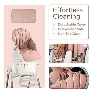 KÜB 3-in-1 Foldable Baby High Chair | 7 Height & 4 Recline Adjustable | Removable Seat & Tray for Easy Clean | 2 Locking Wheels | Multifunctional Infant Highchair for Babies Toddlers Girl (Pink)