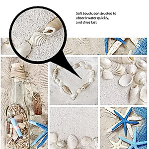 Amagical Blue Starfish Seashell Conch 16 Piece Shower Curtain Bathroom Mat Set Wishing Bottle Love Stone Design Bath Mat Contour Mat Toilet Cover and Shower Curtain with 12 Hooks