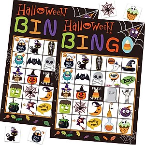Funnlot Halloween Bingo for Kids Halloween Bingo Cards for Kids Halloween Games for Party 24 Players Halloween Party Card Games for Party School Classroom Family Activities