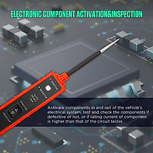 Power Circuit Probe Tester 6V-24V DC Test Light Short Circuit Tester Component Activation Electrical Tester Polarity Identify Continuity Tester with LED Light, Long Test Lead, Overload Protection