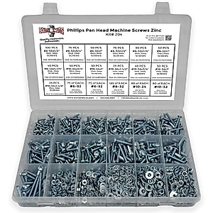 Phillips Pan Head Machine Screws Bolts Nuts Washers Assortment Kit - 1921 Pcs!