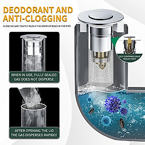 GuiMemi 1Pcs Bathroom Sink Stopper Hair Catcher, Sink Drain Strainer, Pop Up Sink Filter with Removable Stainless Steel Basket Hair Catcher, for US Bathroom Sink Stopper Replacement