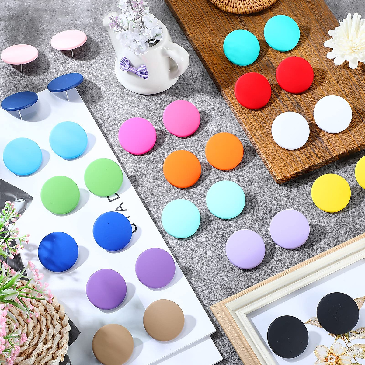 Epakh 20 Pairs Round Button Earrings Large Circle Acrylic Stud Earrings Disc Geometric Earrings Solid Color Retro Neon Button Earrings for Women