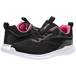 Propét Women's TravelBound Pixel Sneaker, Black/Pink, 10