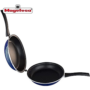 MAGEFESA Blue Frittata Pan. Double layer non-stick frying pan, vitrified steel, compatible with all types of fire, including induction, Dishwasher safe, Ergonomic handle (9,4”) (BLUE)