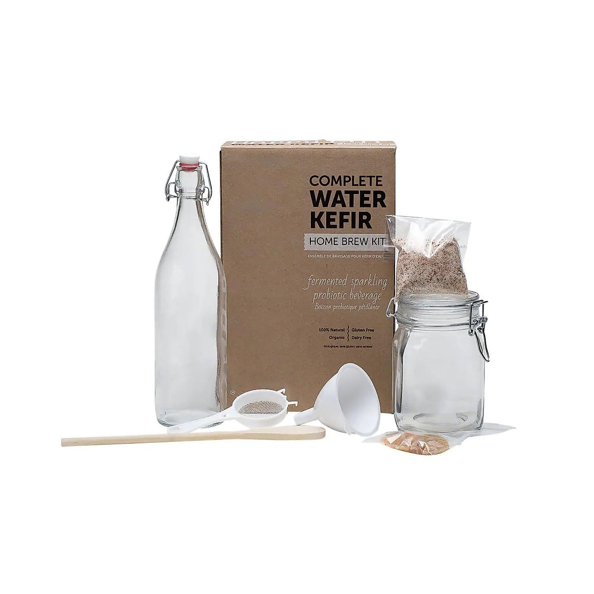 8pc Complete Water Kefir Starter Kit - Water Kefir Supplies Includes All You Need | Water Kefir Grains Grown in Organic Specialty Sugars and Natural Spring Water
