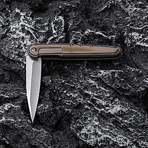 OOULORE Pocket Knife, Folding Knife with Clip, 3.5" Stonewash D2 Steel Blade G10 Tactical Handle EDC Knife for Outdoor Survival Camping Hunting Hiking OF127 (Silver)