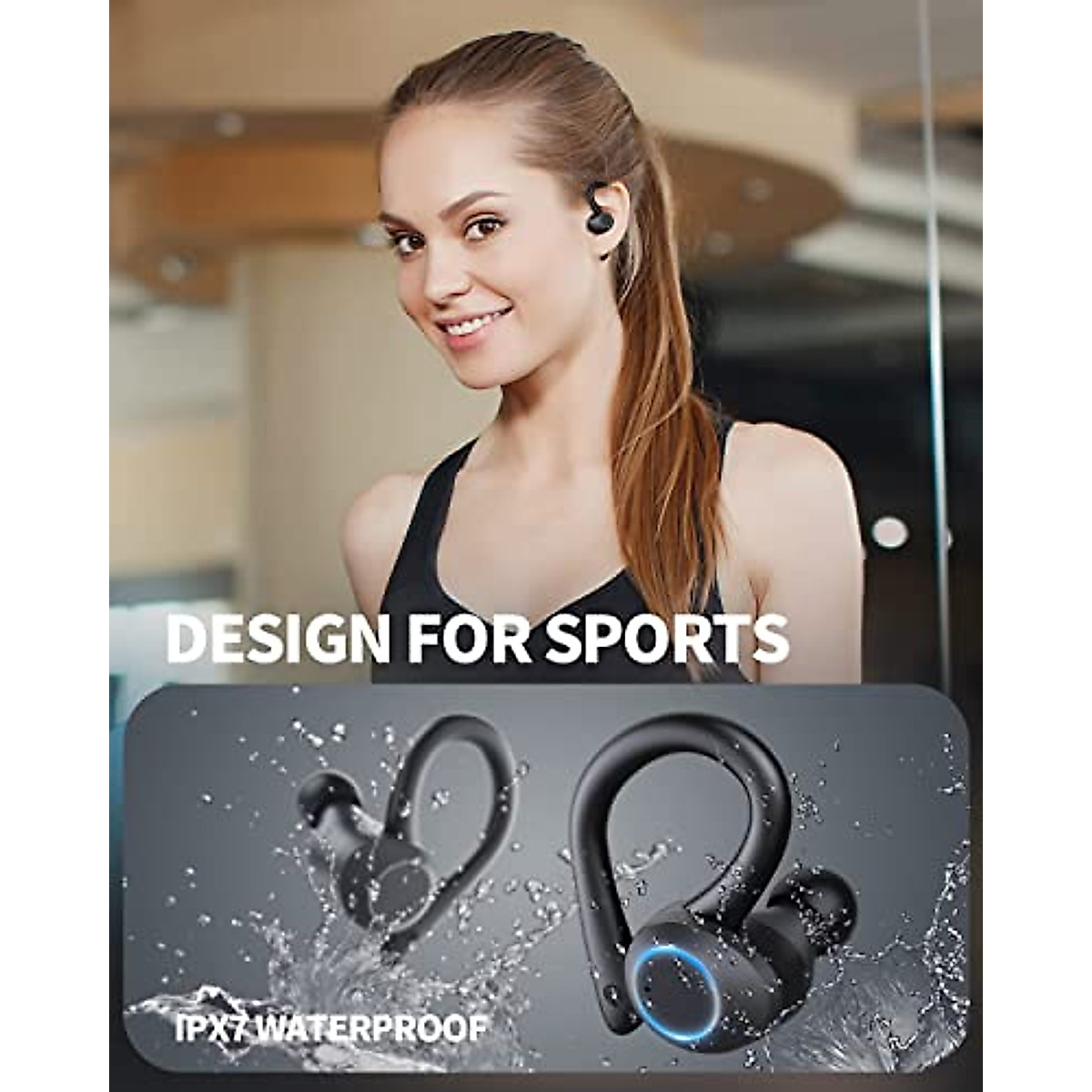 EUQQ Wireless Earbuds Bluetooth 5.3 Headphones for Sports 50Hrs Playtime HiFi Stereo Earphones Noise Cancelling Bluetooth Wireless Ear Buds with Mic for Running audifonos Bluetooth inalambricos