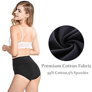 3-Pack High Waist Tummy Control Panties for Women, Cotton Underwear No Muffin Top Shapewear Brief Panties (3-Pack, Medium)