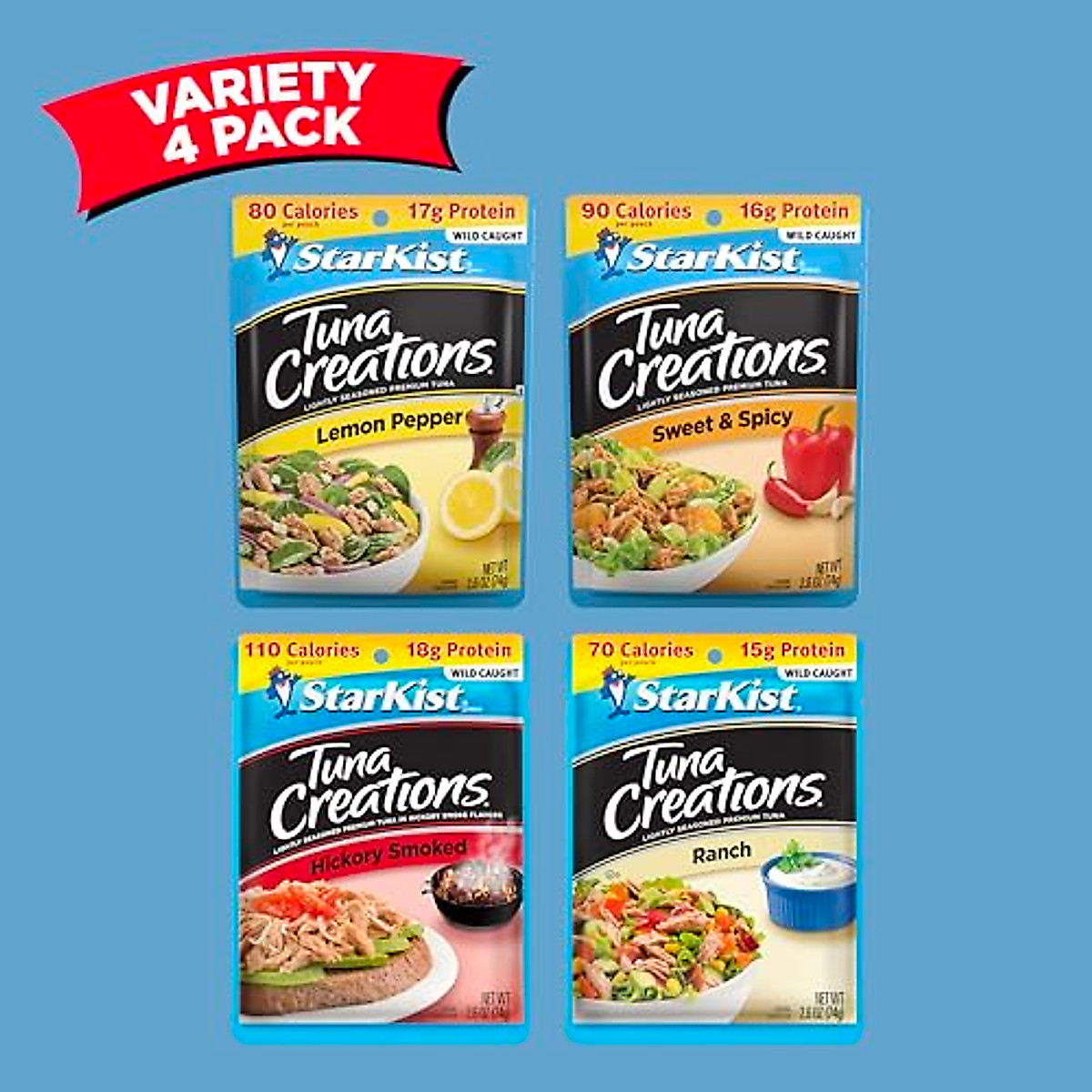 StarKist Tuna Creations, Variety Pack, 4 - 2.6 oz pouch (Total 10.4 Oz) (Packaging May Vary)