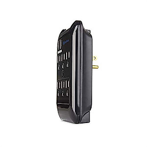 Cable Matters 6 Outlet Wall Mount Surge Protector with USB Charging in Black (Updated Version with Dimmed LED Light)