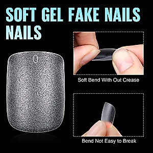 TOMICCA Extra Short Square Nail Tips, 150Pcs Acrylic Nail Tips, 15 Size Double Sided Matte Soft Gel Nail Tips, Nail Extension Tips for Beginner and Professional