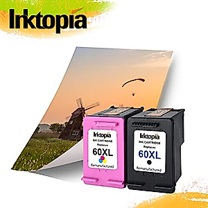 Inktopia Remanufactured Ink Cartridges Replacement for HP 60XL 60 XL CB336WN CB338WN High Yield (1 Black, 1 Tri-Color) for HP Photosmart C4680 D110 Deskjet D2680 F2430 F4210 Printer