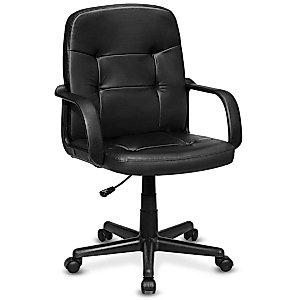 Giantex Executive Chair Mid Back Office W/Arms and Swivel Wheels, Ergonomic PU Leather for Home Office Use Computer Desk Task Chair