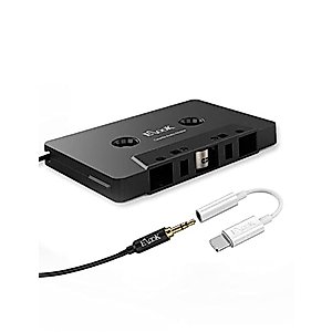 Elook 2023 Car Cassette Aux Adapter Kit, with Upgraded Smartphone to 3.5 mm Headphone Jack Adapter for Phone, MP3 ect. Black