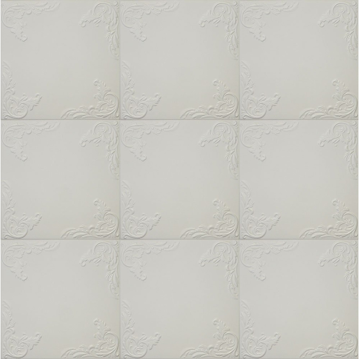 Euro-Deco Ceilings, Inc. Decorative Styrofoam Glue Up Ceiling Tile R101W 20 x 20 Tin Look White