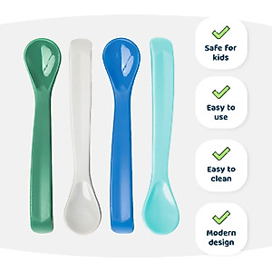 Tiny Twinkle Baby Spoon - BPA-Free Baby Feeding Spoon, Silicone Baby Spoon, Infant Spoons, Baby Spoons, Baby Essentials, Baby Essentials for Newborn, Baby Items, Baby Products - Pack of 4 (Blue)