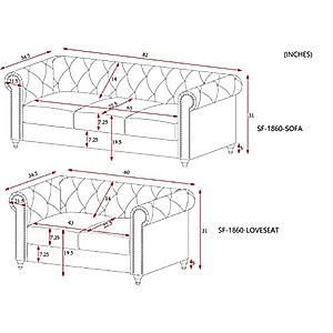 Kingway 3pcs Living Room Fabric Couch Sofas, 5 SEAT, Beige