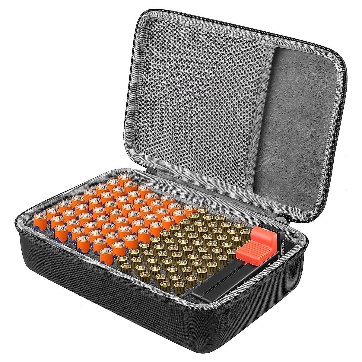 co2CREA Organizer Storage Case for Household Batteries AA Double A/AAA Triple A Everyday Alkaline Battery, Hard Battery Organizer Storage Box, Carrying Case Bag Holder - Holds 116 Batteries