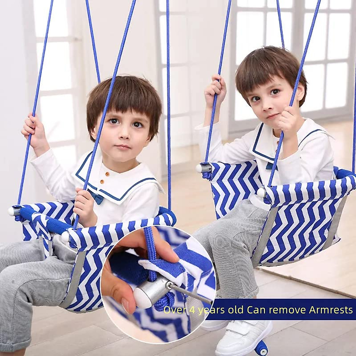 Toddler Baby Swing Seat with Heavy Duty Rope Play Secure Kids Swing Set, Secure Soft Canvas with Seat Belt for 6Months-14Years Old