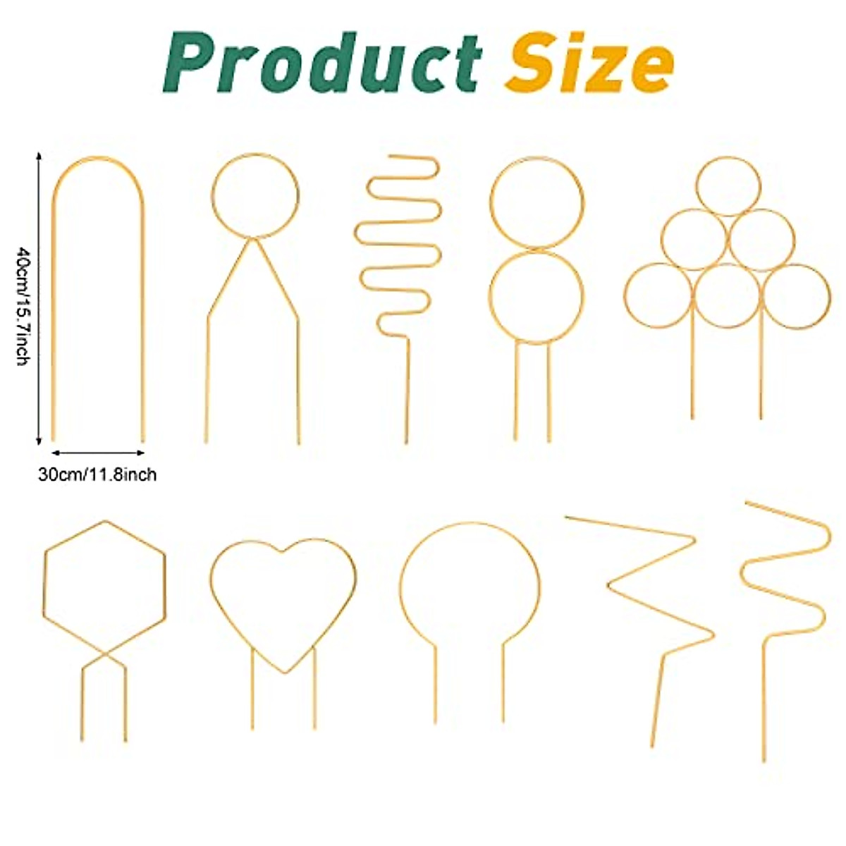 Zopeal 10 Pcs Small Metal Trellis for Potted Plants 15.7 Inch Gold Trellis Stackable Plant Support Stakes for Garden Climbing Houseplants Indoor Outdoor Monstera Flowers Hoya