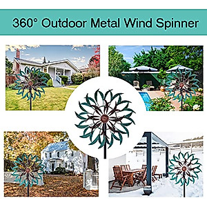 VEWOGARDEN 360° Outdoor Wind Spinner, Wind Sculpture Spinner with Metal Stake, Yard Art Decor for Patio, Lawn & Garden 63 * 13