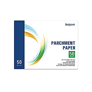 Dulytek Pre-Cut Parchment Paper - 10" x 7" - Slick Silicone Coating on Double Sides [ 50-Sheet ]