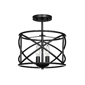 Hampton Bay Hastings 12 in. 2-Light Satin Bronze Ceiling Semi-Flush Mount Light