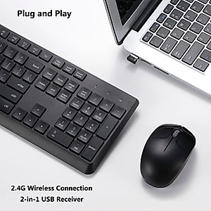 2.4 GHz Wireless Keyboard and Mouse Combo, Full-Sized USB Cordless Mouse Keyboard Set Silent for PC Laptop Computer Desktop Windows Mac Chromebook, Numeric Keypad & Compact Optical Mouse (Grey)