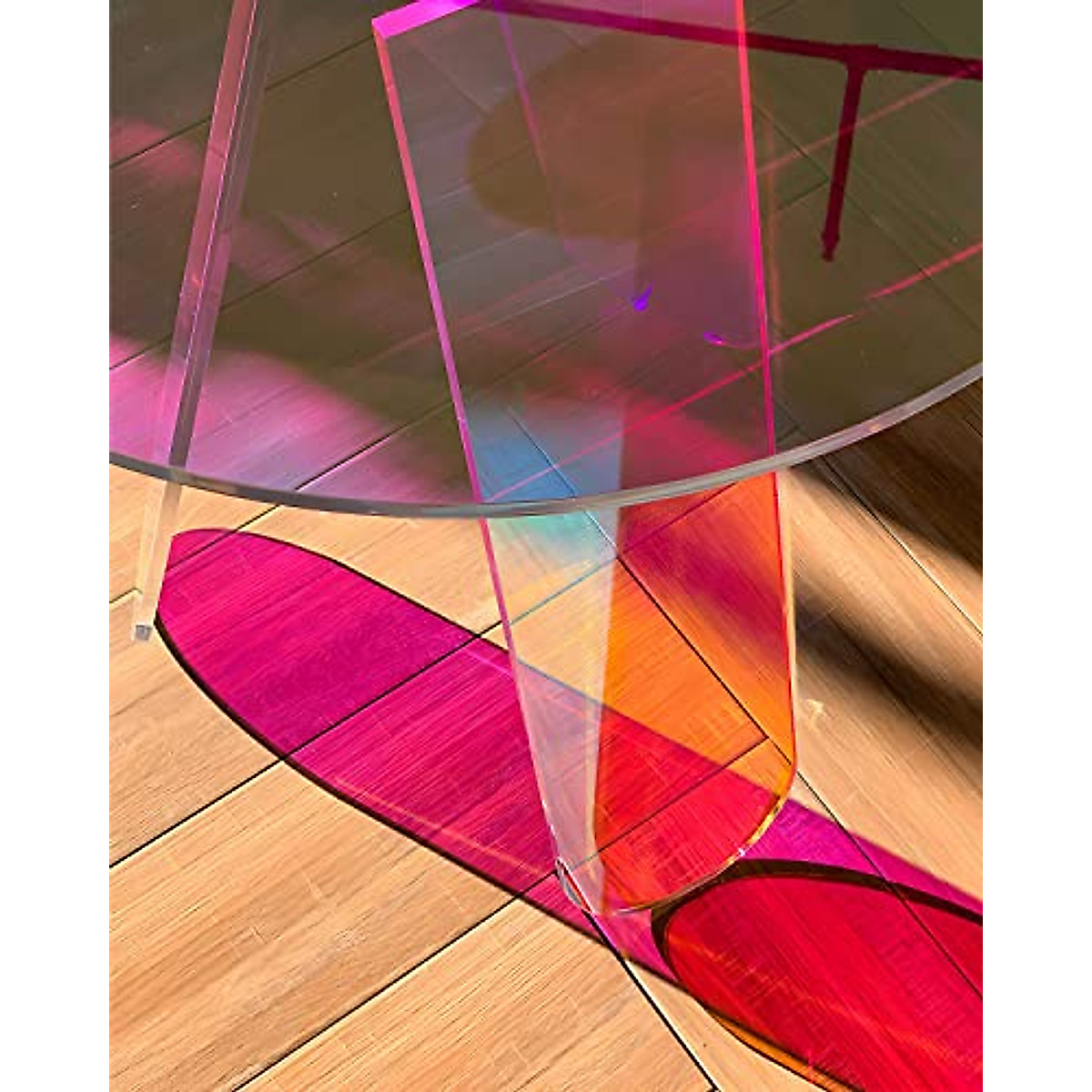 KSacry Acrylic Coffee Tables Modern Accent Night Stand Iridescent Table Coffee Table Side Table Round End Table Modern Chic Desk-Living for Office Home Decor (4 Legs Style, 37.4"L X 19.7"W X 13.8"H)