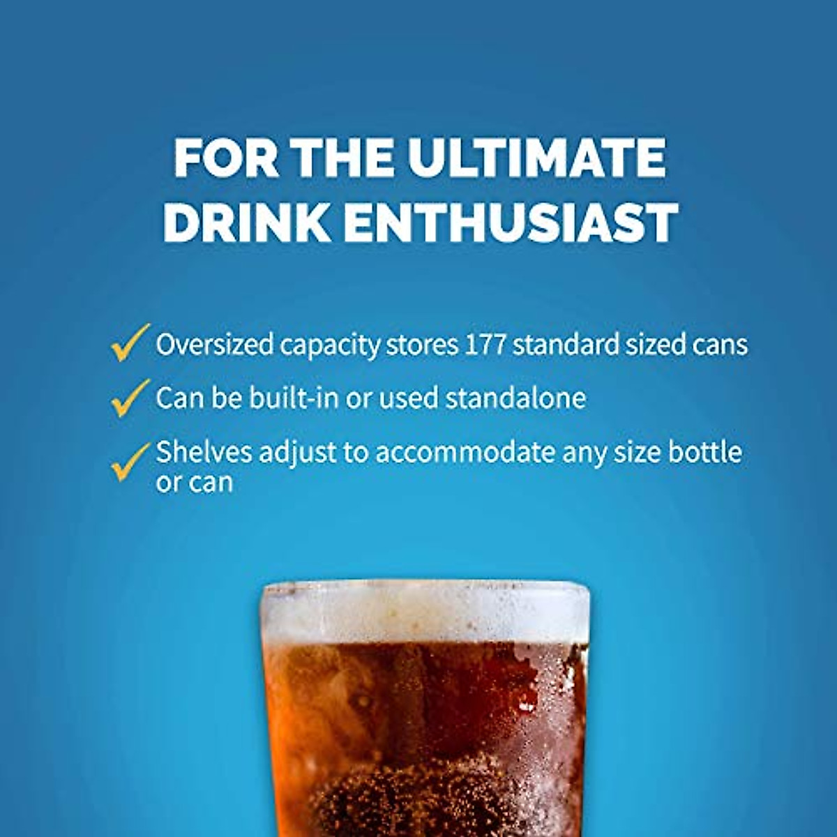 NewAir | 177 Can Beverage Cooler With Glass Door | Reversible Insulated Hinge Door Mini Fridge, Adjustable Shelves, Key Lock, Stainless Steel | Built-in, Freestanding, Under Counter Refrigerator