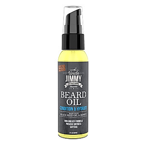 Uncle Jimmy Beard Oil, Restores Moisture, Softens and Reduces Beard Itch for Facial Hair of All Lengths, Made with Black Seed Oil & Honey 2oz (T108)