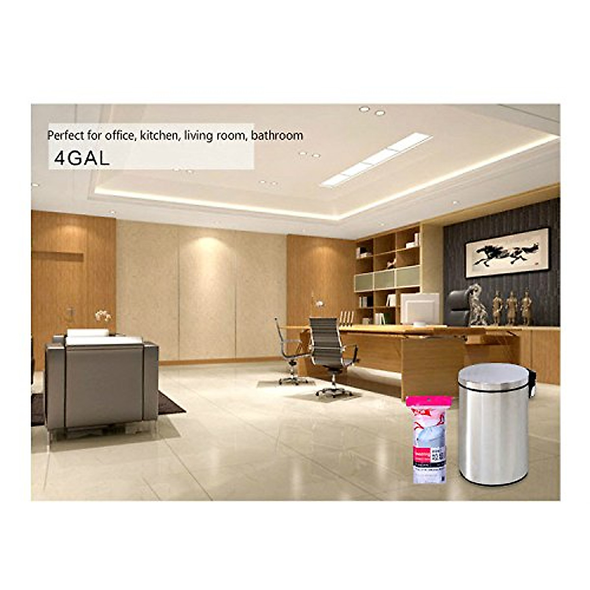 Wuyue Hua 13GAL Drawstring Bin Liner Refuse Sacks Waste Garbage Rubbish Bags White 49.2L 61X71.1CM 18counts