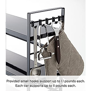 Yamazaki Home Sturdy, Standing Stovetop Kitchen Rack/Spice Shelves | Steel | Countertop Shelf, One Size, Black