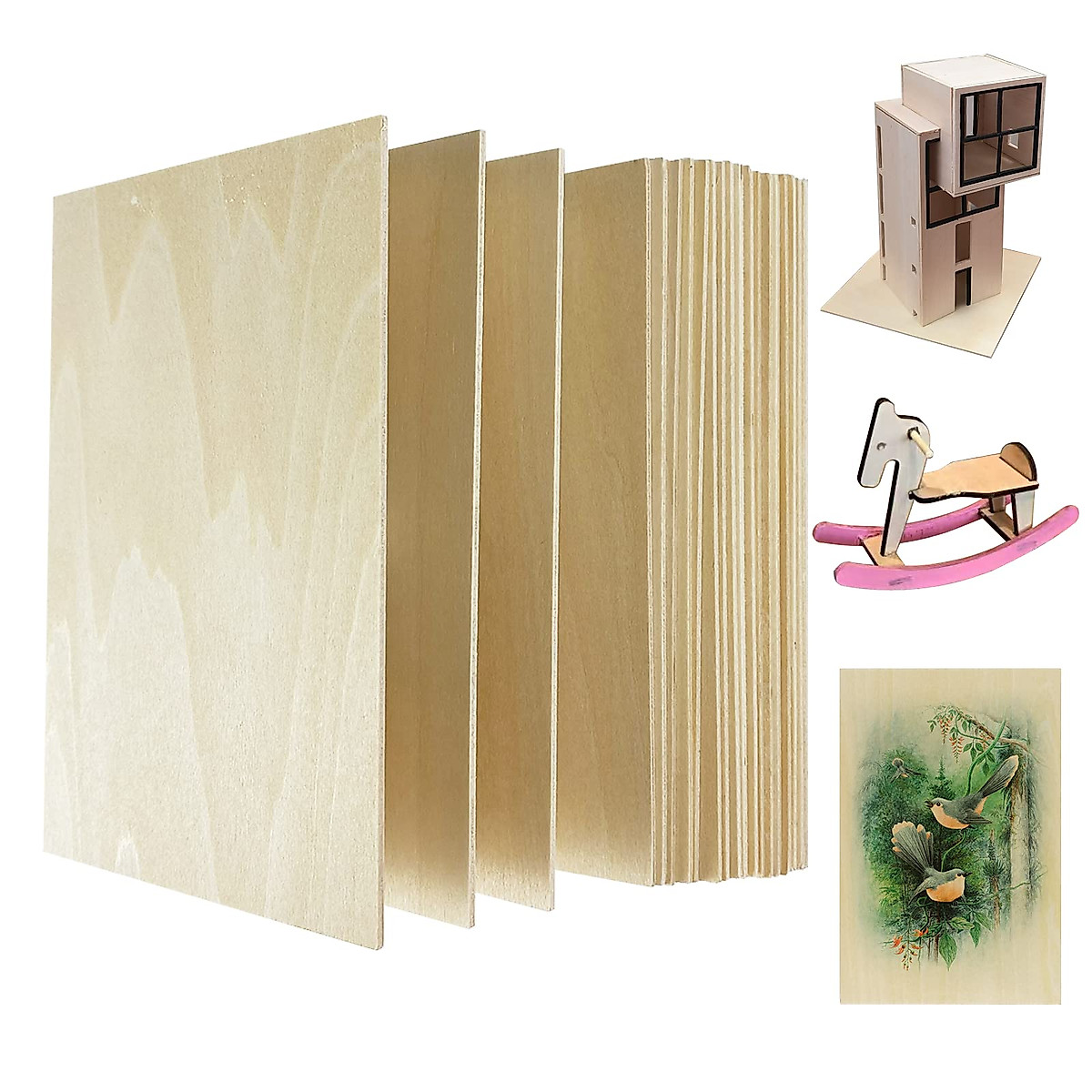 MUXGOA 20 Pack Basswood Sheets for Craft, Laser, Wood Burning, Wooden DIY Ornaments, Unfinished Thin Balsa Plywood Sheets can be Cut & Painted to Desired Shape(150x100x2mm)