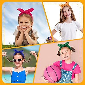 Giegxin 12 Pack Colorful Polyester Cloth Headbands for Girls Removable Rabbit Ear Bow Hairbands Hair Accessories, 12 Colors