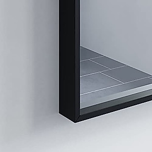 Dowell 31" H x 48" W Black Rectangle Mirror for Wall Aluminium Framed Bathroom Mirror Wall Mounted Vanity Mirror,Hangs Vertically or Horizontally