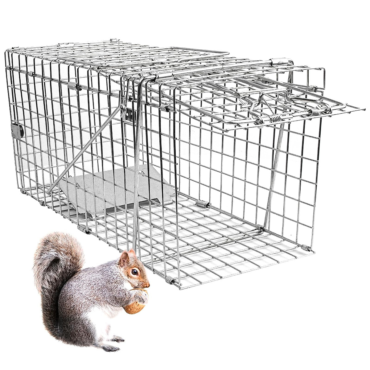 EPESTOEC 17.3" Heavy Duty Squirrel Trap, Folding Live Small Animal Cage Trap, Humane Traps, Catch and Release.