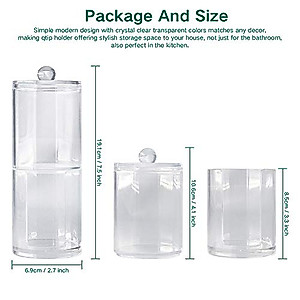 Bershaker Bathroom Organizer Canisters,Apothecary Jars Set,Holder with Lids,Cotton Pad Container,Plastic Acrylic Clear Vanity Dispenser for Cotton Ball,Cotton Swab,Cotton Rounds,Bath Salts,3 Pack