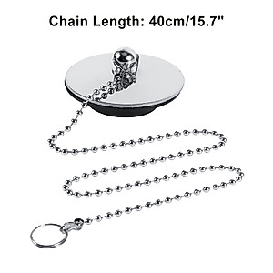 Bath Tub Stopper with Chain, Stainless Steel Panel Thickened Kitchen Sink Solid Metal Plug Waste Drain Cover