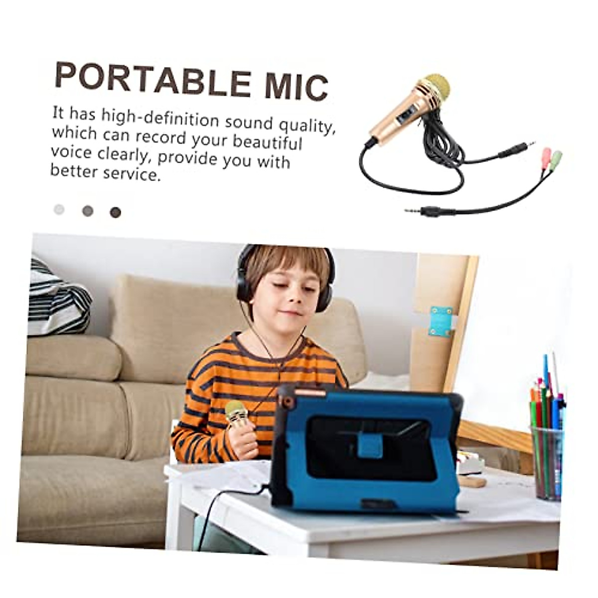 Milisten 4pcs phone microphone mini karaoke vocal mobile microphone stereo microphone female adapter microphone for singing portable mic Singing Microphone plastic miniature tablet