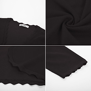 Women Open Front Cardigan Irregular Hemline Bolero Shrug Sweater Black XL