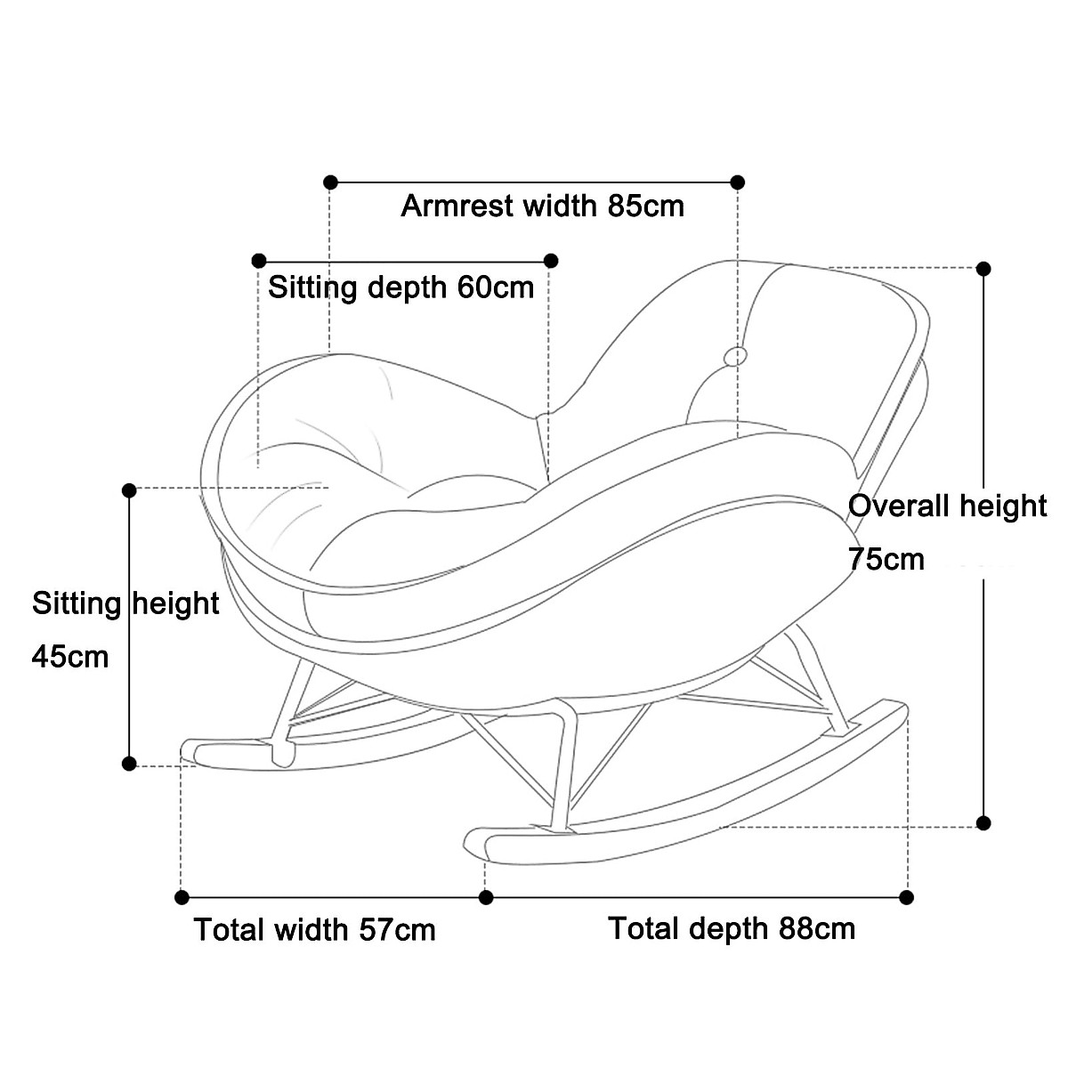 HARELA Patio Outdoor Rocking Chair, Indoor & Outdoor Backyard Furniture Rocking Chair, Padded Cushion Rocker Recliner Chair Outdoor for Front Porch, Living Room, Patio, Garden, Yard