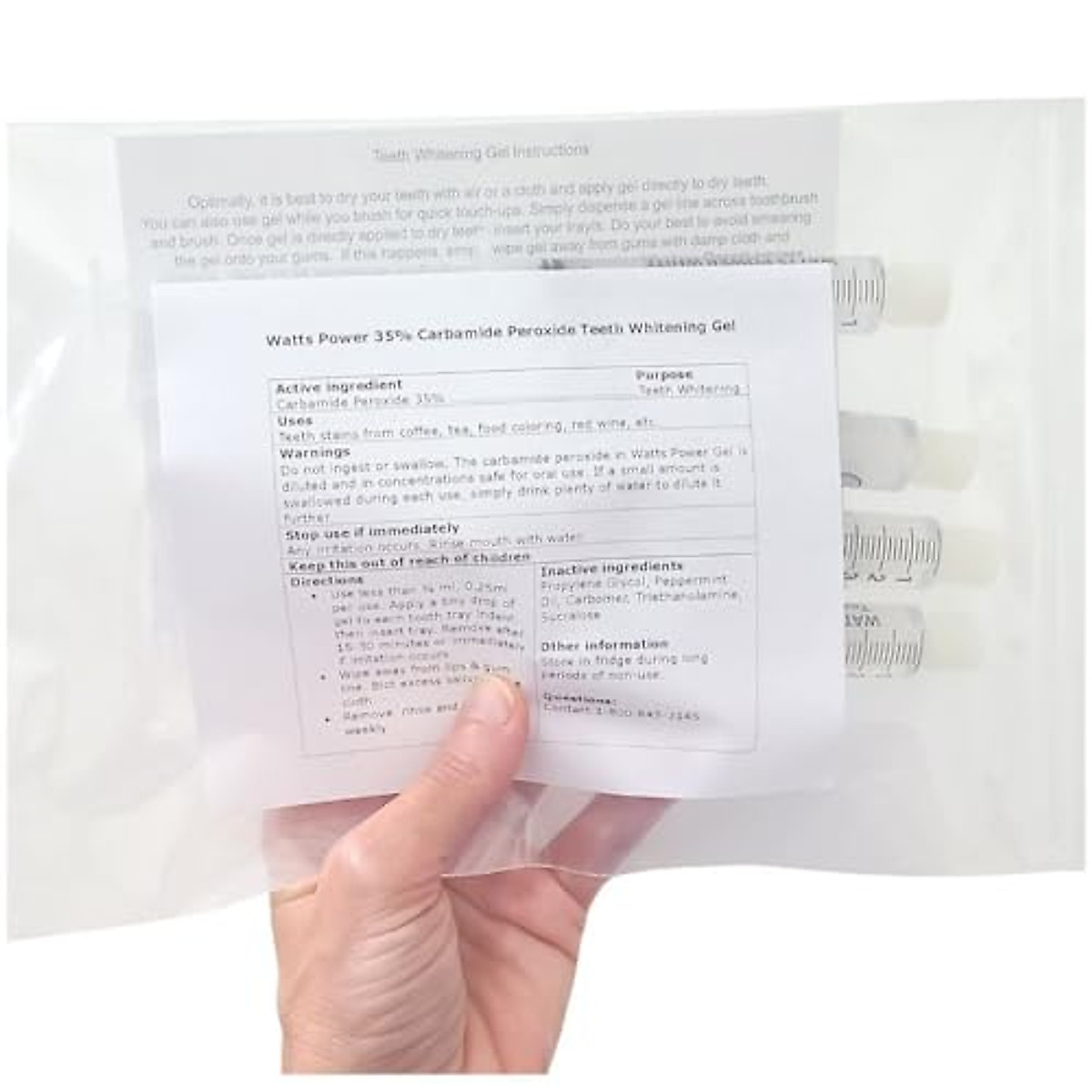 Watts Power 35% Dual Action Teeth Whitening Gels Huge 10ml - 4 Huge 10ml Gels Plus Aftercare Gel - Optimized OTC Dual Action for Surface and Deep Stains for Quick Results - Made in The USA - Kosher