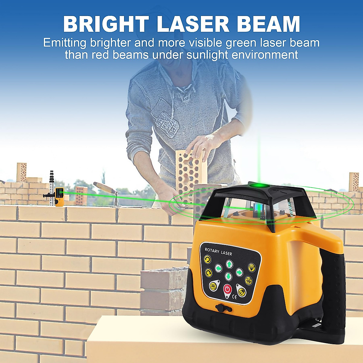 Iglobalbuy Automatic Self Leveling Green Rotary Laser Level 500m Range Kit with Surveying Tripod and Aluminum Grade Rod 16.4 Feet, Leveling Rotating Transit Laser Level Green Beam for Construction