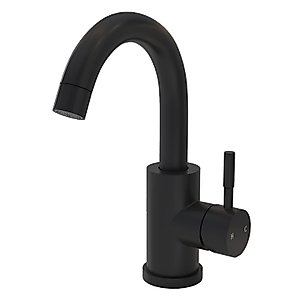 Bathfinesse Bar Sink Faucet Matte Black Bathroom Kitchen Faucet Small Prep Wet Mini Faucet for Campers Outdoor Vanity 360 Swivel Modern Single Hole with 3 Hole Cover Deck Plate,Stainless Steel