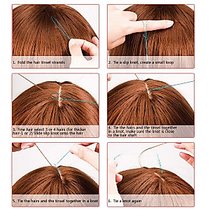 AMchoice Hair Tinsel Kit with Tools 16 Colors 3500 Strands Fairy Hair Tinsel Heat Resistant Sparkling Shiny Tinsel Hair Extensions 48 Inch Colorful Hair Tinsel strands Kit