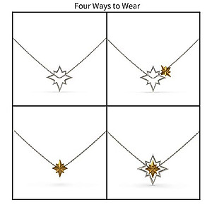 Captain Necklace Star Logo Pendent Detachable Charms 4-Way Wearing Anime Cosplay Accessories Women's Jewelry Silver