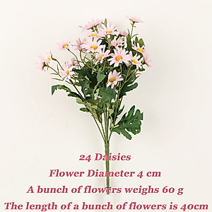 Pink Artificial Daisy Flowers Fake Gerbera Daisy Silk Bouquets 2 Bundles Pastoral Style for Home Garden Window Wedding Indoor Outside Porch Window Box Decoration Fake Flowers